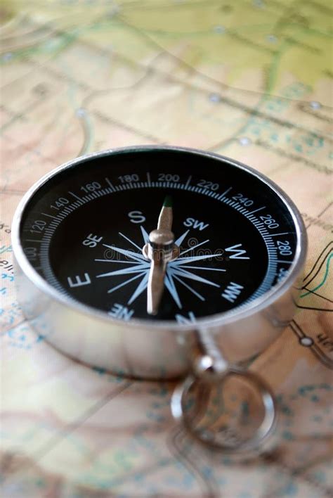 Handheld Compass On A Map Stock Image Image Of Magnetic 35987041