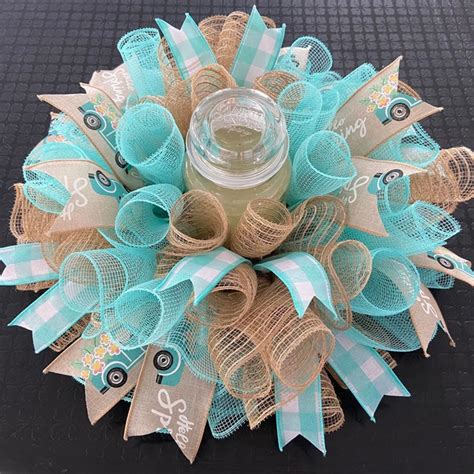 Spring Deco Mesh Wreath Etsy