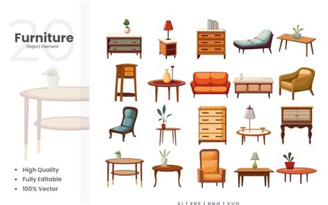 20 Furniture Vector Element Set 378599 Templatemonster