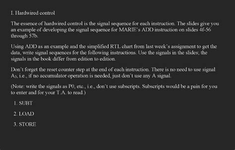 Solved I Hardwired Control The Essence Of Hardwired Control Chegg Com
