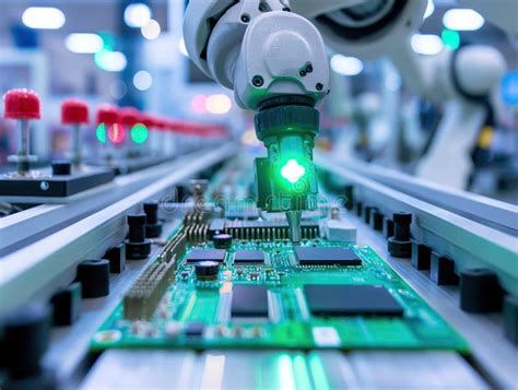Advanced Robotics In Pcb Assembly Line Stock Image Image Of Hightech