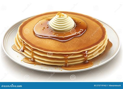 Pila De Crepes Con Jarabe Aislado En Fondo Blanco Stock de ilustración Ilustración de