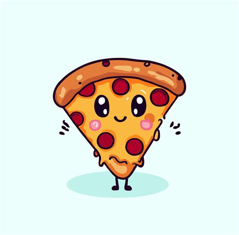 A Cartoon Pizza Character With A Cute Face 27501843 Vector Art At Vecteezy