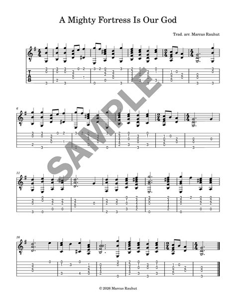 A Mighty Fortress Is Our God G Hymns For Guitar
