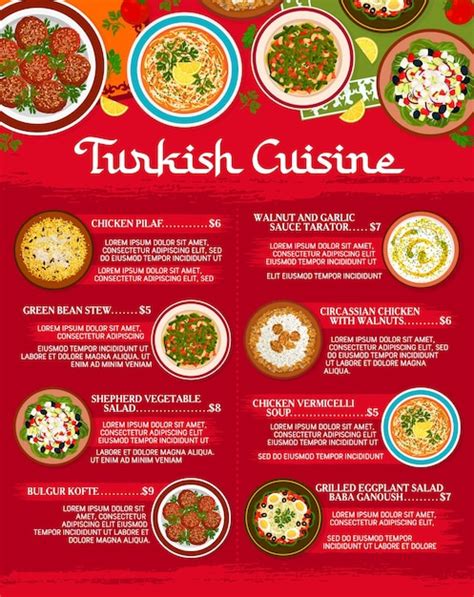 Premium Vector Turkish Cuisine Restaurant Meals Menu Vector Page