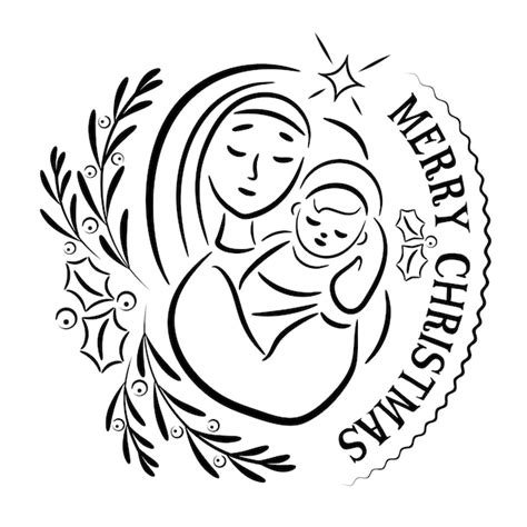 Ilustración De La Virgen María Y El Niño Jesús Vector Premium