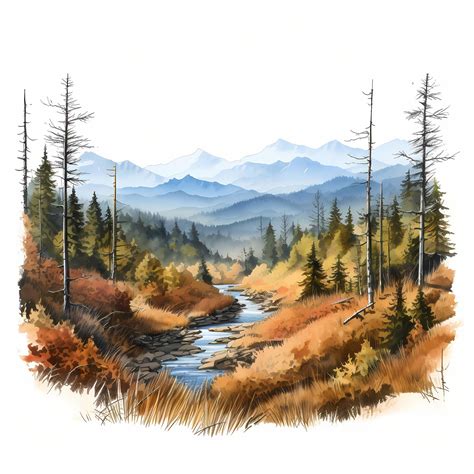 Great Smoky Mountains National Park Watercolor Sketch Art Etsy