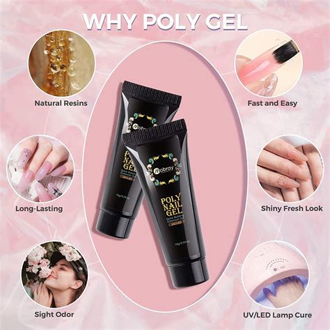 Mobray Poly Extension Nail Gel Kit 8 Colors Clear Pink Red Glitter