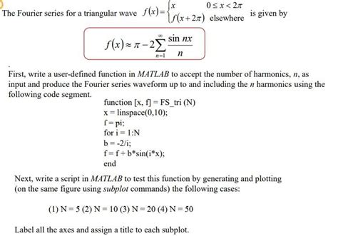 Solved The Fourier Series For A Triangular Wave Chegg