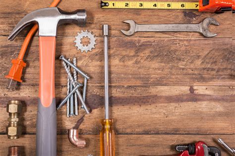 공사장 손 도구를 목재 테이블 Knolling입니다 0명에 대한 스톡 사진 및 기타 이미지 0명 Diy 개선 Istock