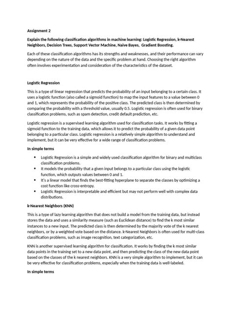 Assignment 2 Pdf Support Vector Machine Statistical Classification