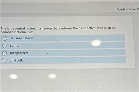 Solved Question Value 1the Large Central Region Of A Neuron