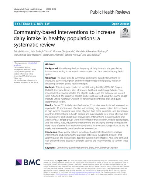 Pdf Community Based Interventions To Reduce Fat Intake In Healthy Populations A Systematic