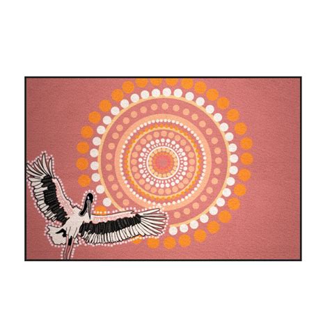 Australian Indigenous School Seating Mat Brolga Pink 2m X 3m