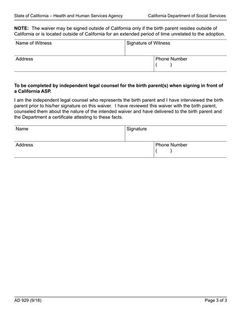 Form Ad929 Download Fillable Pdf Or Fill Online Waiver Of Right To