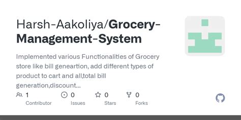 GitHub Harsh Aakoliya Grocery Management System Implemented Various