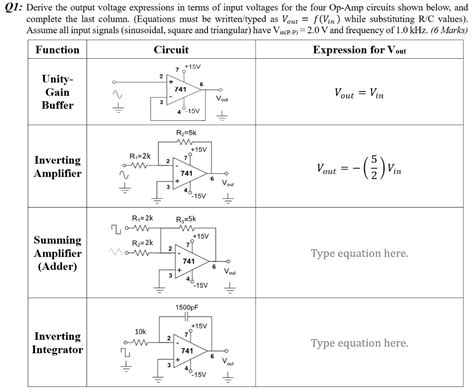 Solved Q1 Derive The Output Voltage Expressions In Terms Of