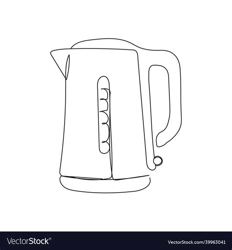 Electric Kettle Continuous Line Drawing One Vector Image
