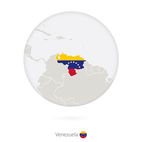 플래그 벡터 일러스트와 함께 원 베네수엘라지도 컨투어에서 베네수엘라의지도와 국기 프리미엄 벡터