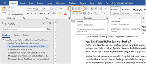 Cara Membuat Bullet And Numbering Di Word Mudah