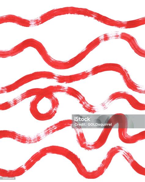 흰색 배경에 그려진 추상적이고 물결 모양의 빨간색 선 움직임 감각과 불규칙한 모양의 선 독특한 질감 효과를 가진 자발적인 붓놀림 벡터에 원래 손으로 그린 그림 리본에 대한