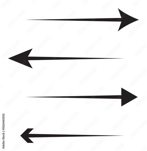 Straight Long Arrows Pointing To The Right Vector Black Thick Thin And Dashed Line Arrow