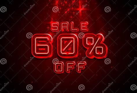Neon Frame 60 Off Text Banner Night Sign Board Stock Illustration