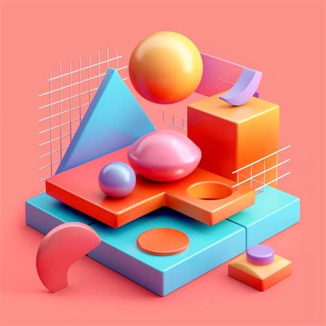 trendy geometric figures composition generative ai premium ai