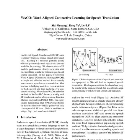 Waco Word Aligned Contrastive Learning For Speech Translation Acl
