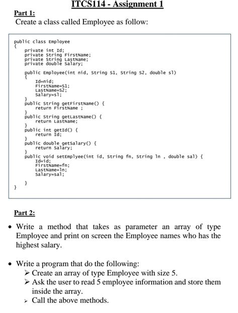 Solved Part Create A Class Called Employee As Follow Chegg