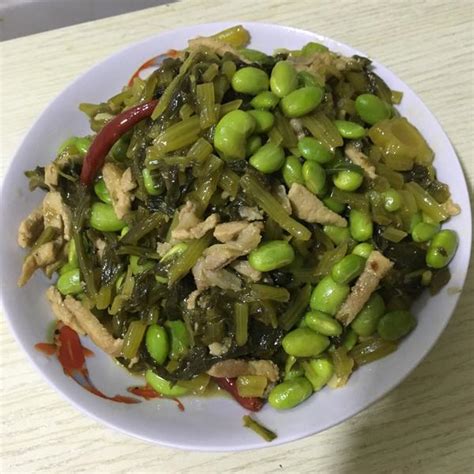 【雪菜肉丝炒毛豆图片】晴天oc9m下厨房