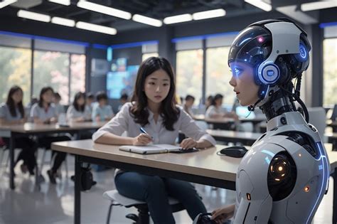 Premium Ai Image The Ai Educator How Artificial Intelligence Is Transforming Futuristic Classrooms