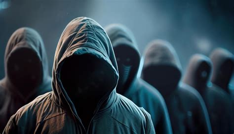 Premium Photo Hackers Army Dangerous Hooded Group Of Hackers Internet