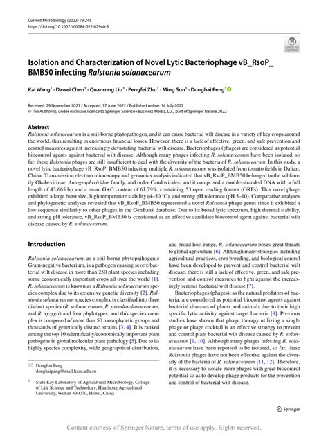 Isolation And Characterization Of Novel Lytic Bacteriophage Vb Rsop