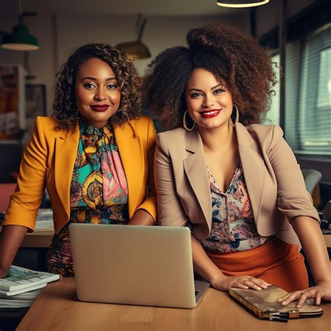 Premium Ai Image Two African American Woman Plus Size Smiling Happy