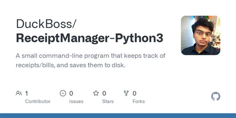 Github Duckboss Receiptmanager Python A Small Command Line Program