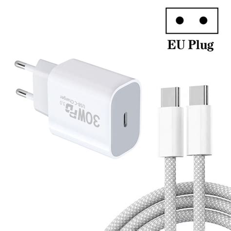 Single Port Pd W Usb C Type C Charger With Type C To Type C Data Cable Eu Plug