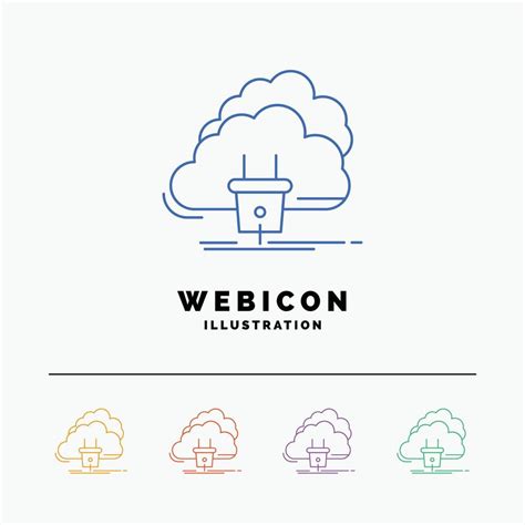 Cloud Connection Energy Network Power 5 Color Line Web Icon