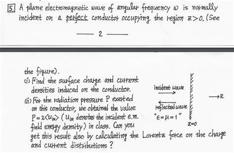 Solved A Plane Electromagnetic Wave Of Angular Chegg