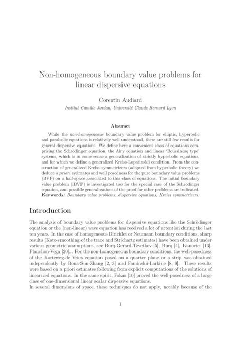 Pdf Non Homogeneous Boundary Value Problems For Linear Non