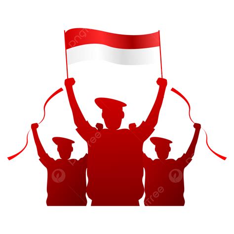 Siluet Orang Memegang 本德拉 印度尼西亞 Siluet Pejuang 印度尼西亞 Dirgahayu