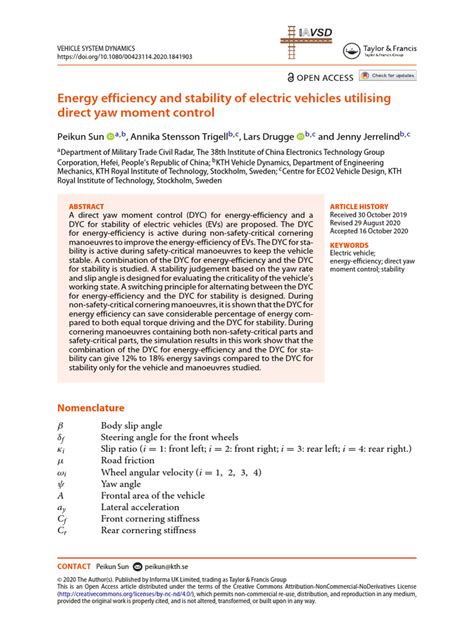 Vehicle System Dynamics Pdf Pdf Efficient Energy Use Control Theory