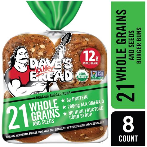 Daves Killer Bread Organic 21 Whole Grains And Seeds Hamburger Buns 8 Ct 17 6 Oz Frys
