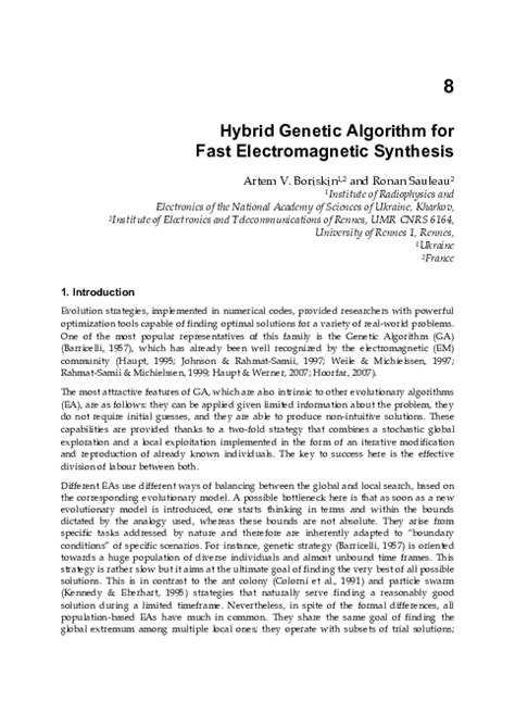 Pdf Hybrid Genetic Algorithm For Fast Electromagnetic Synthesis