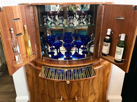 Rare English Savoy Art Deco Half Round Cocktail Bar Cabinet Artedeco