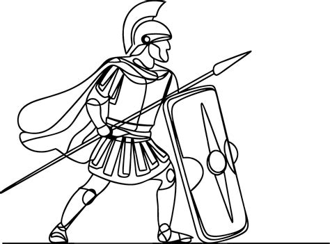 Ancient Roman Soldier Illustration With Shield And Spear 54065514