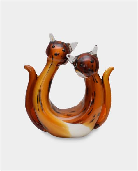 Glass Figurine Murano Style Two Cats Great Decoration For Birthday T
