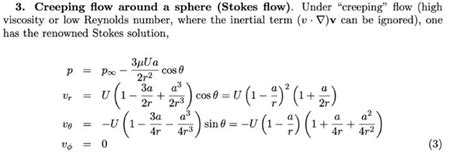 Get Answer Creeping Flow Around A Sphere Stokes Flow Under Creeping Flow Transtutors