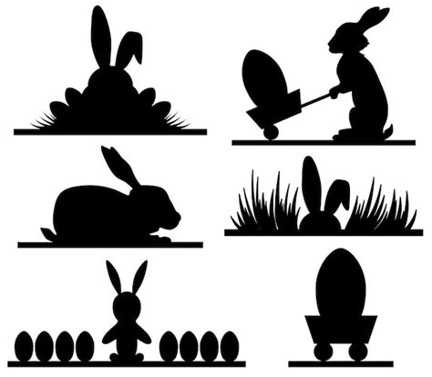 Premium Vector Easter Silhouettes Design With Banny And Eggs