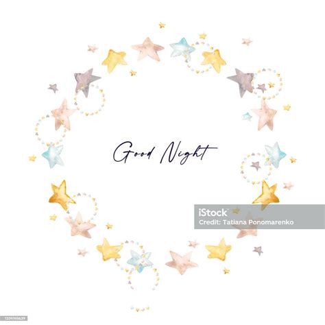 별이 있는 수채화 프레임 텍스트 초대장 사진 등을 위한 둥근 별이 빛나는 템플릿 베이비샤워에 대한 스톡 벡터 아트 및 기타 이미지 베이비샤워 겨울 공휴일 Istock